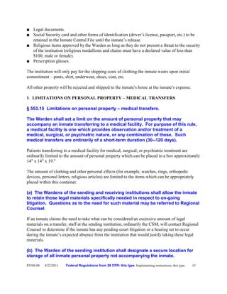 BOP: Inmate Personal Property | PDF