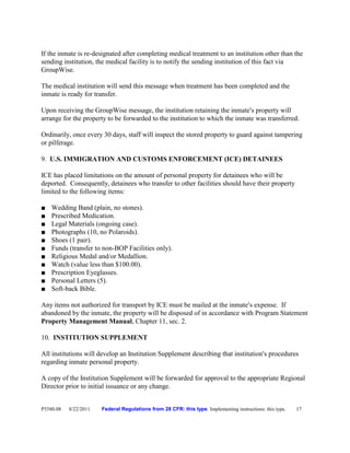 BOP: Inmate Personal Property | PDF