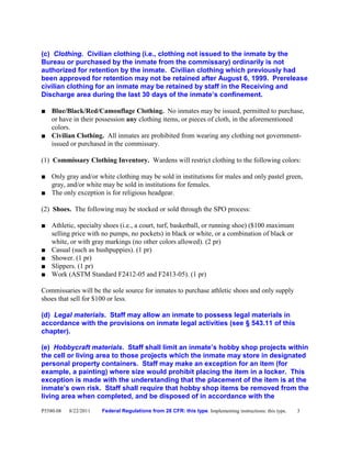 BOP: Inmate Personal Property | PDF
