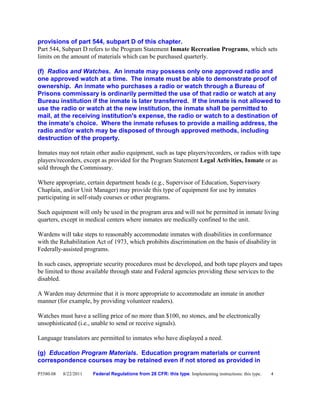 BOP: Inmate Personal Property | PDF