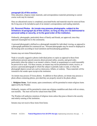 BOP: Inmate Personal Property | PDF
