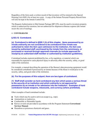 BOP: Inmate Personal Property | PDF