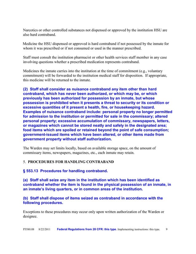 BOP: Inmate Personal Property | PDF | Law