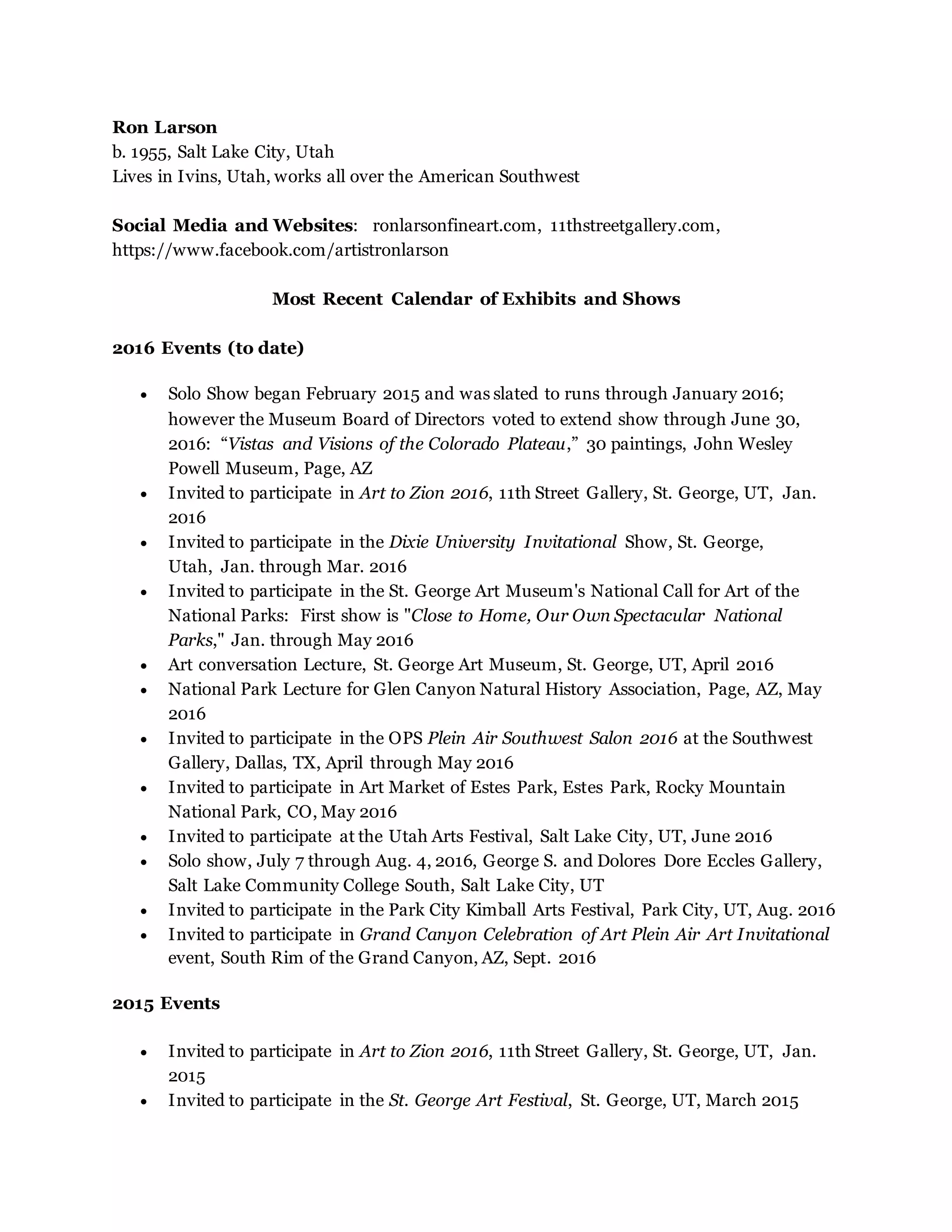 Ron Larson CV, 6.12.16
