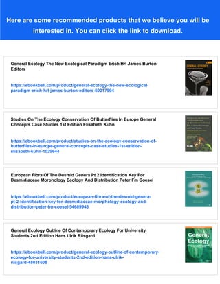 General Ecology The New Ecological Paradigm James Edward Burton Erich ...