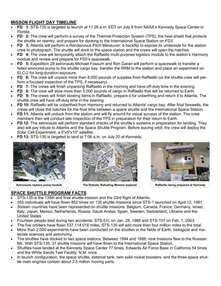STS-135 Mission Summary - Space Shuttle Atlantis | PDF | Space and ...