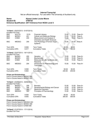 Alyssa Moore - University Transcript | PDF | Undergraduate Education ...