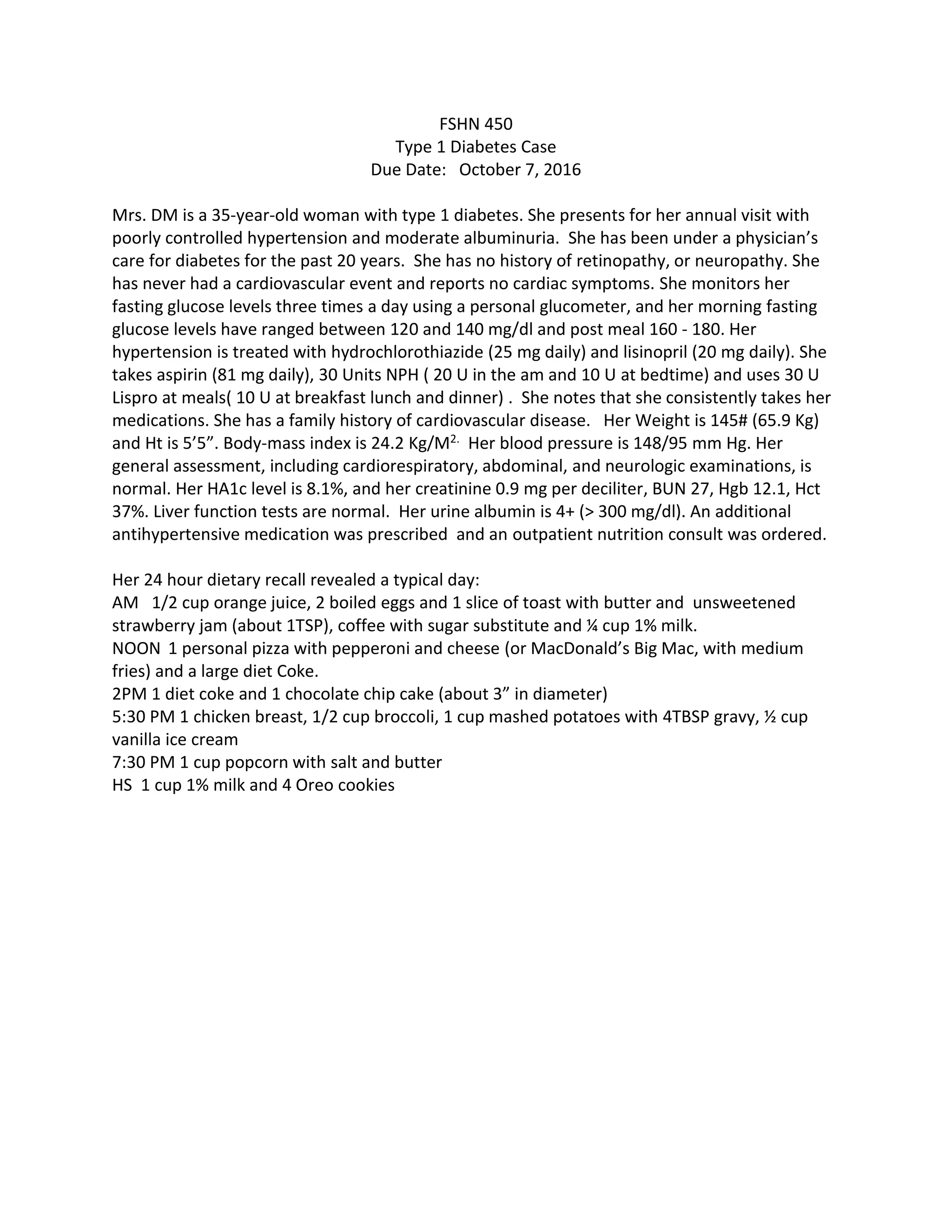 Case Study Type 1 Diabetes | PDF