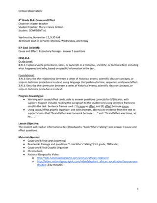 4th Grade Cause and Effect | PDF