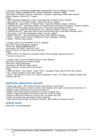 RICHARD J.Y - Barge Admin_CV & Offshore Docs | DOCX