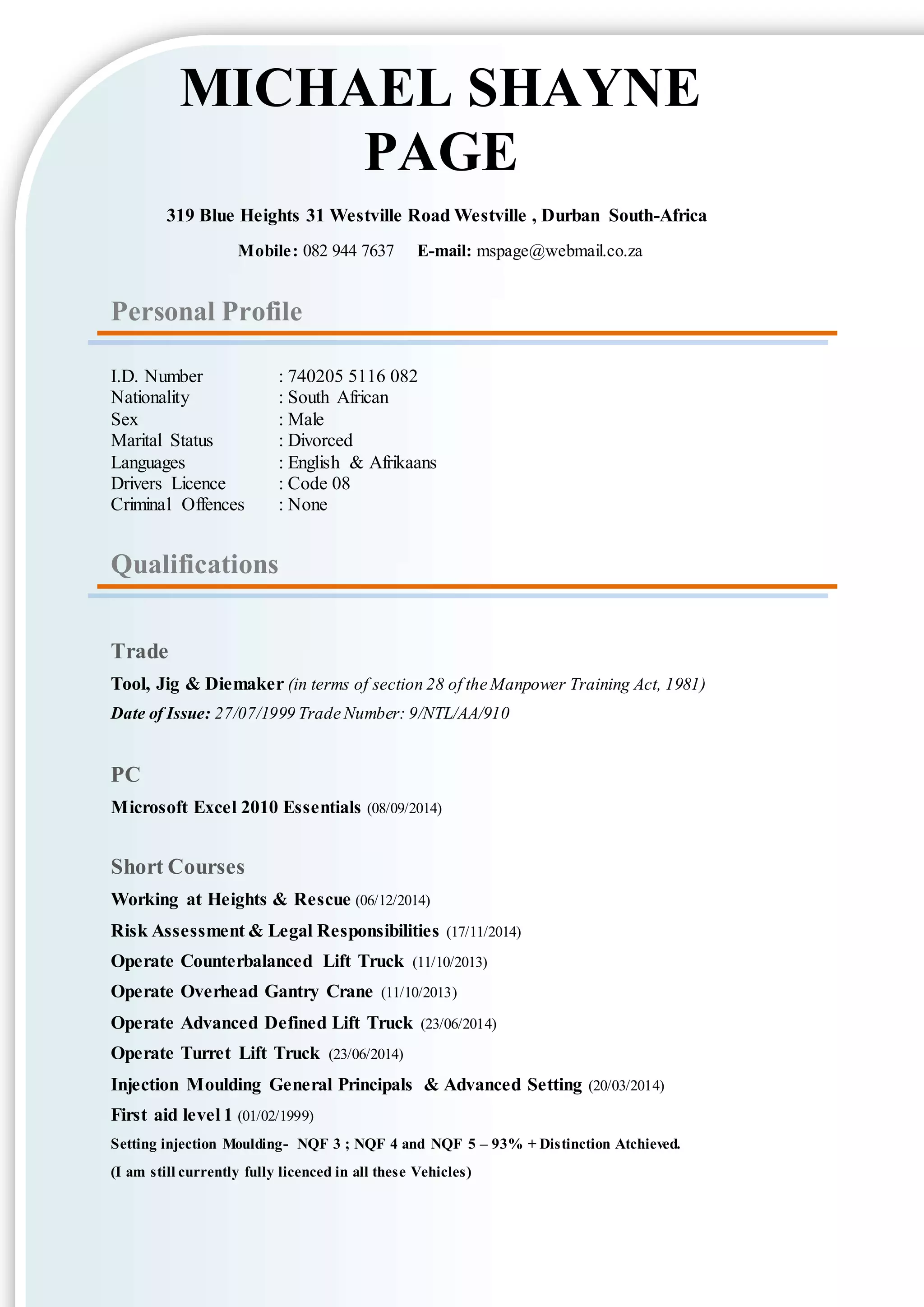 Michael`s New CV - Copy | DOCX