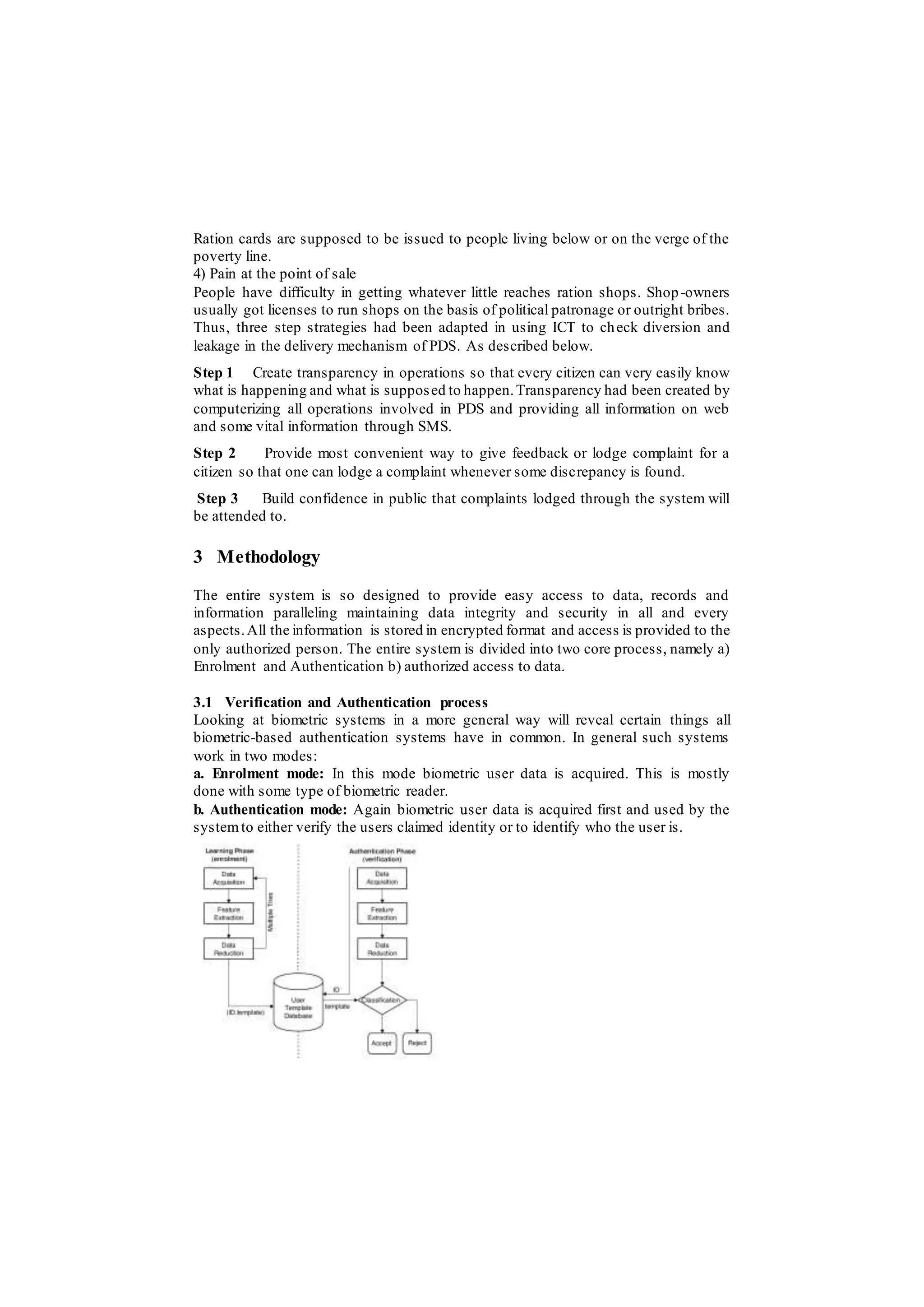 Food Distribution & Management System Using Biometric Technique (Fdms) | PDF