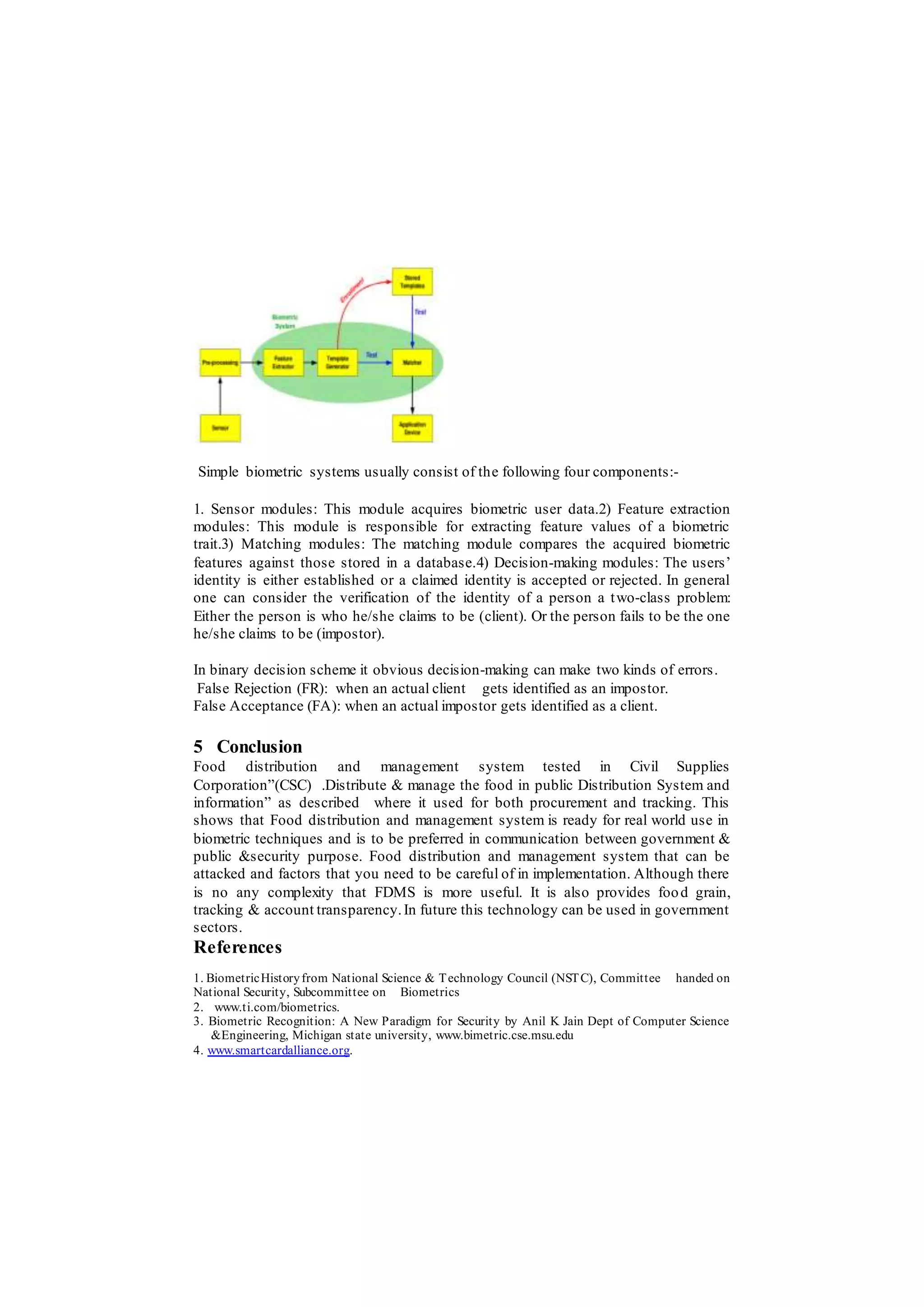 Food Distribution & Management System Using Biometric Technique (Fdms) | PDF