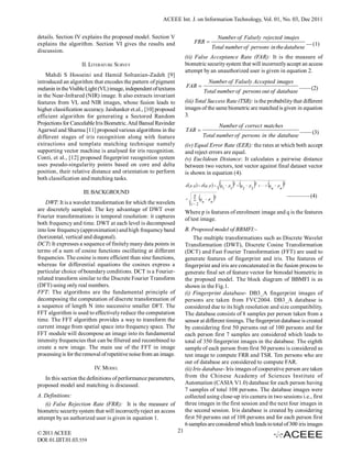 Bimodal Biometric System using Multiple Transformation Features of Fingerprint and Iris | PDF