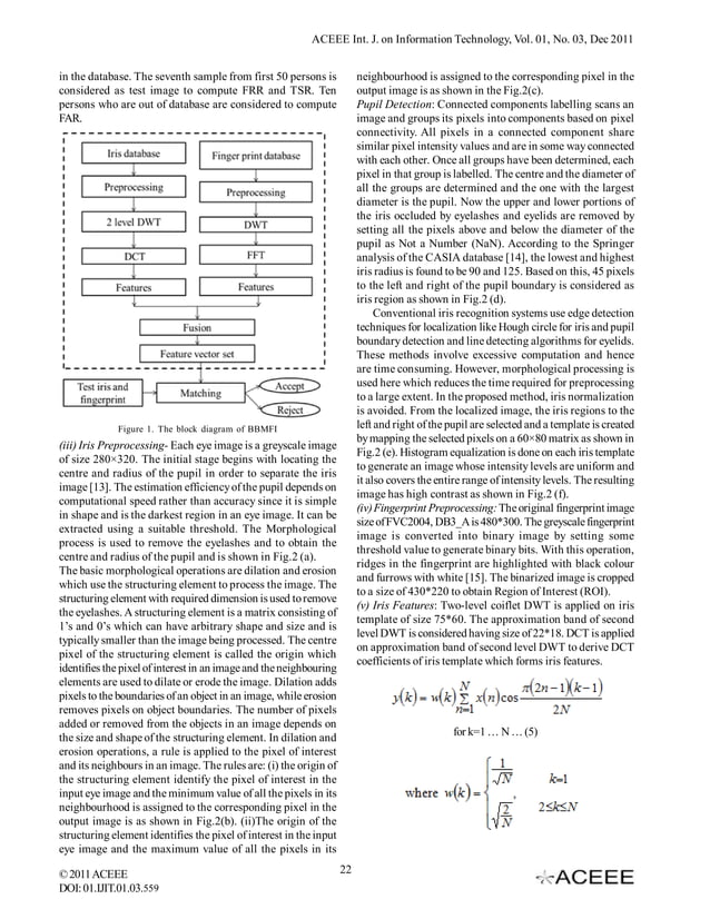 Bimodal Biometric System using Multiple Transformation Features of Fingerprint and Iris | PDF