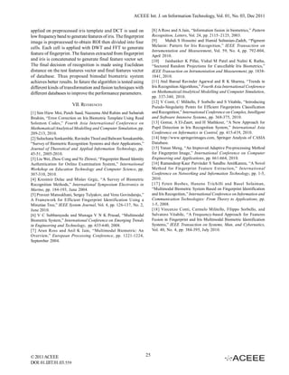 Bimodal Biometric System using Multiple Transformation Features of Fingerprint and Iris | PDF