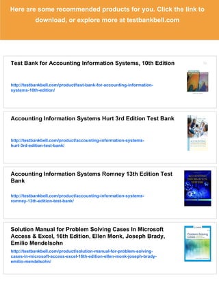 Test Bank for Accounting Information Systems, 7th Edition: Cynthia D ...