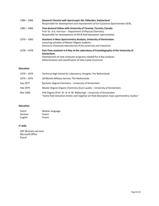JJZwinselman_CV | PDF | Chemistry | Science
