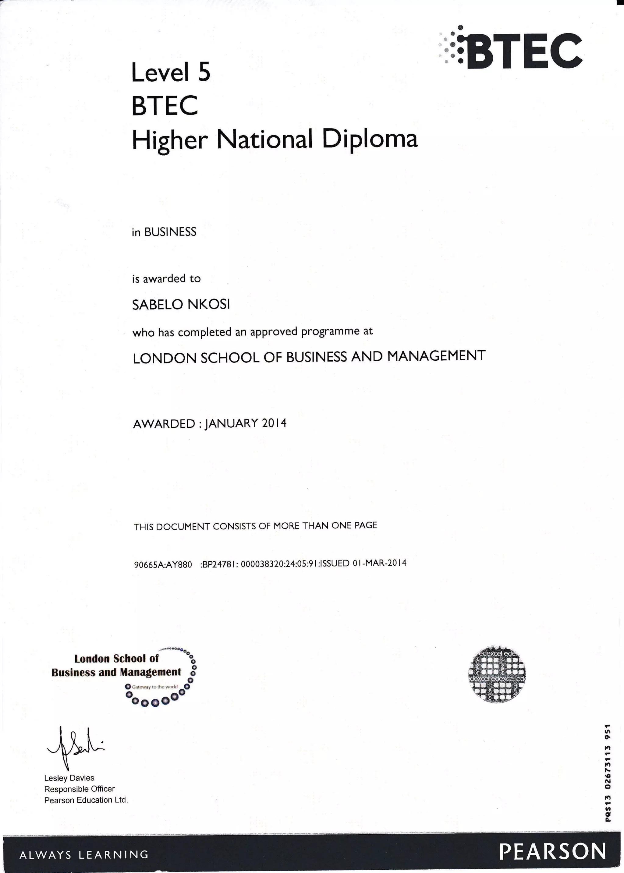 BTEC Higher National Diploma | PDF