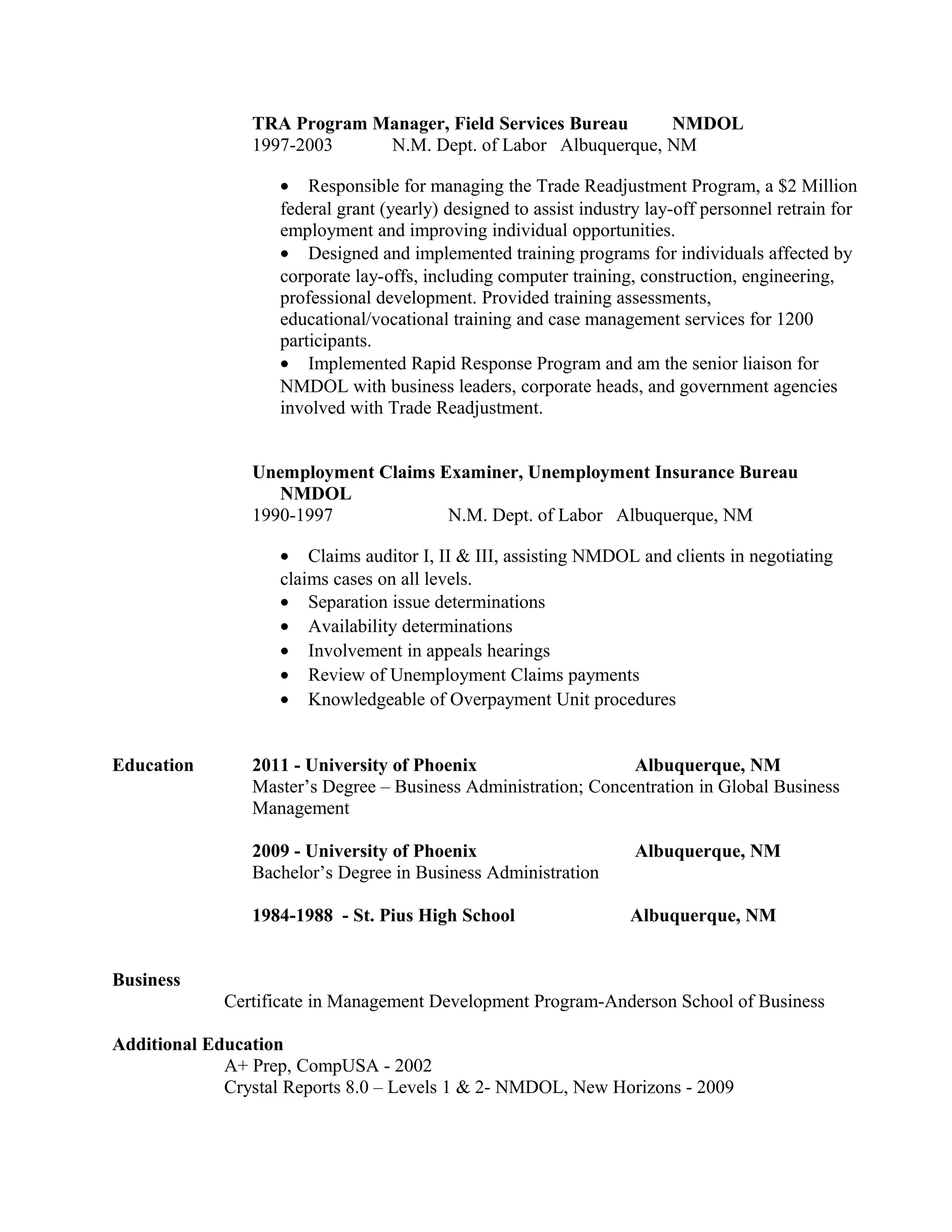 Resume for Mario Rico nci | DOC
