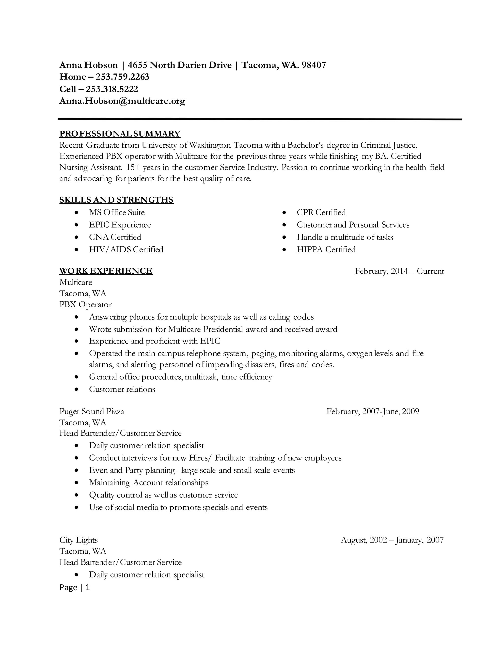 Ahobson 2017 Resume UW | PDF
