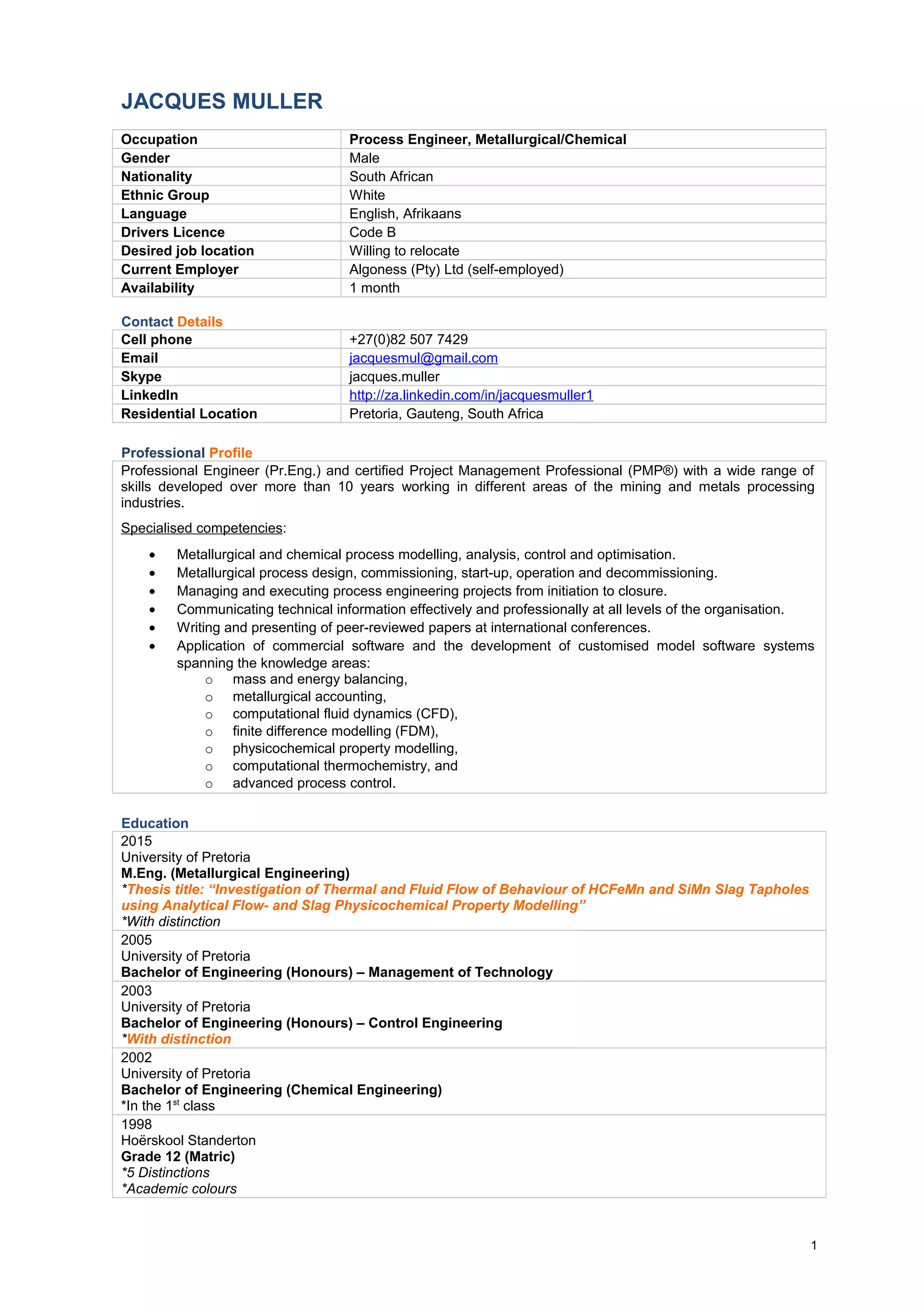 Jacques Muller CV | DOC