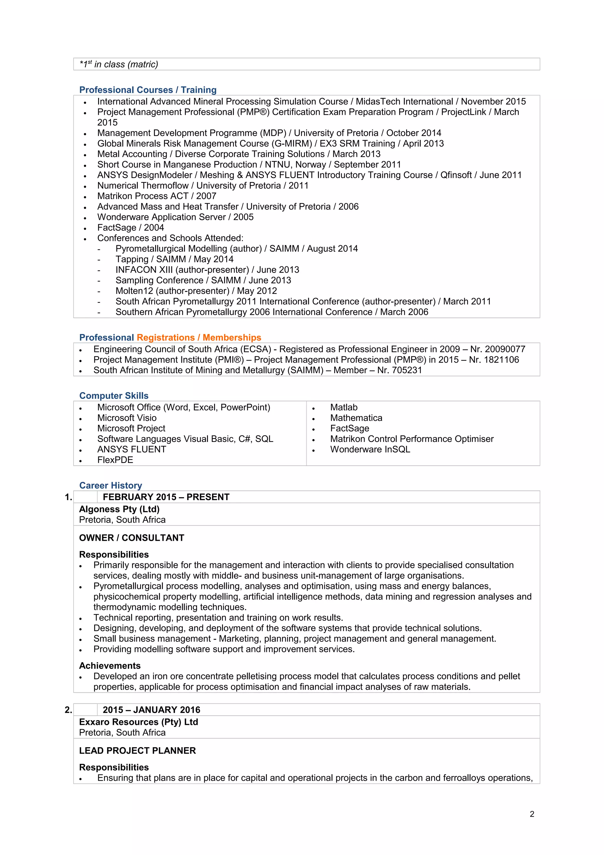 Jacques Muller CV | DOC