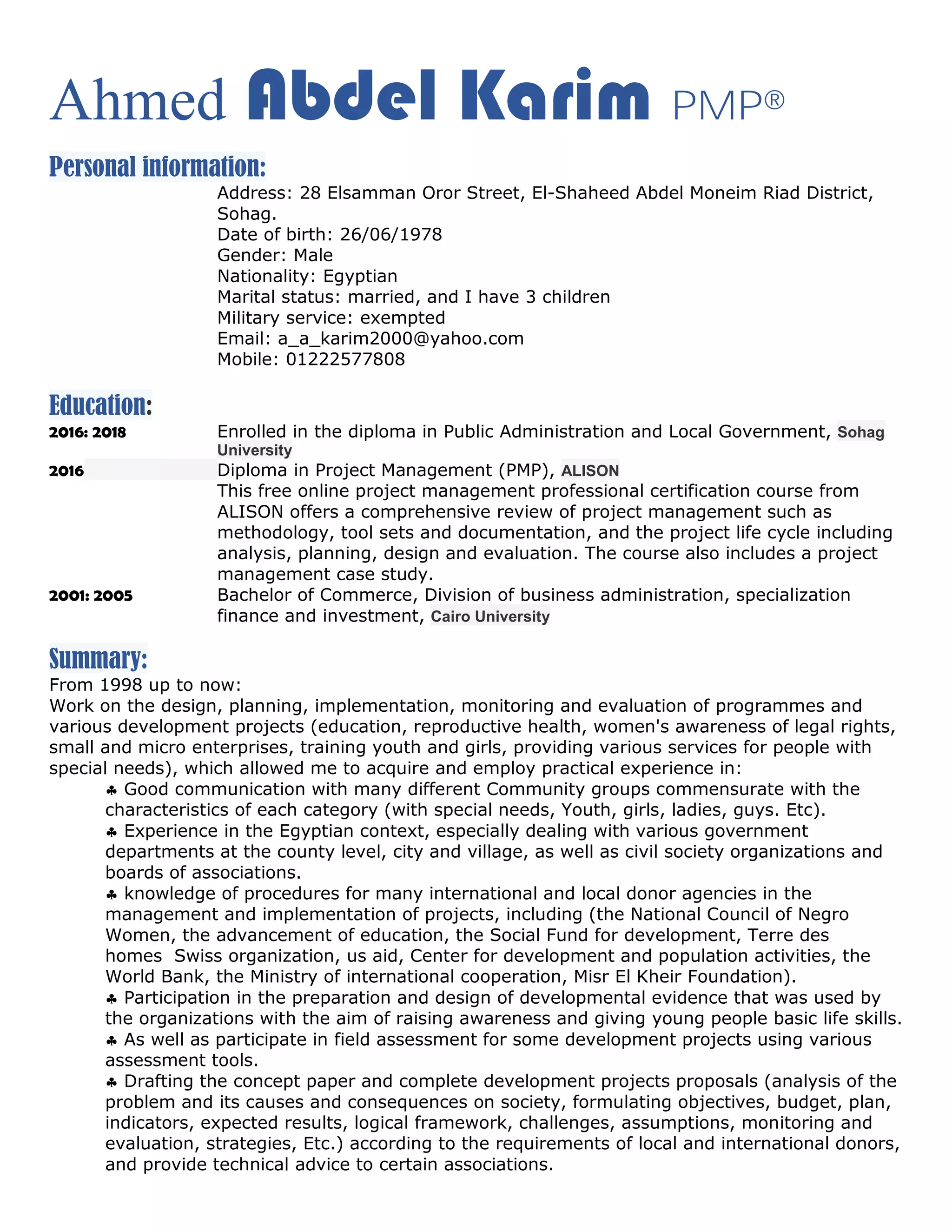 Ahmed Abdel Karim - CV (EN) | PDF