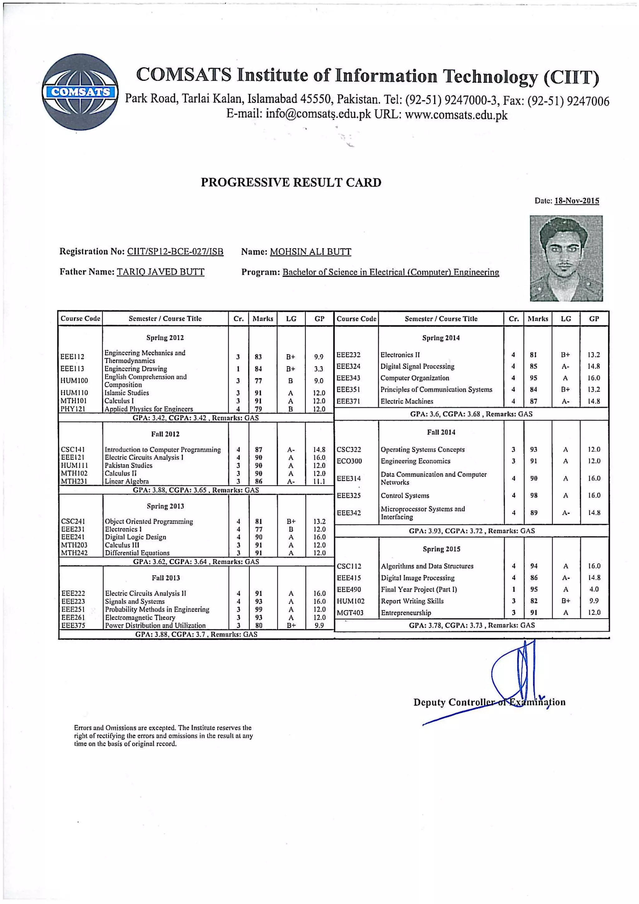 Progressive result card | PDF