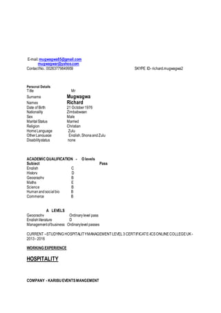 RICHARD MUGWAGWA CV | DOCX