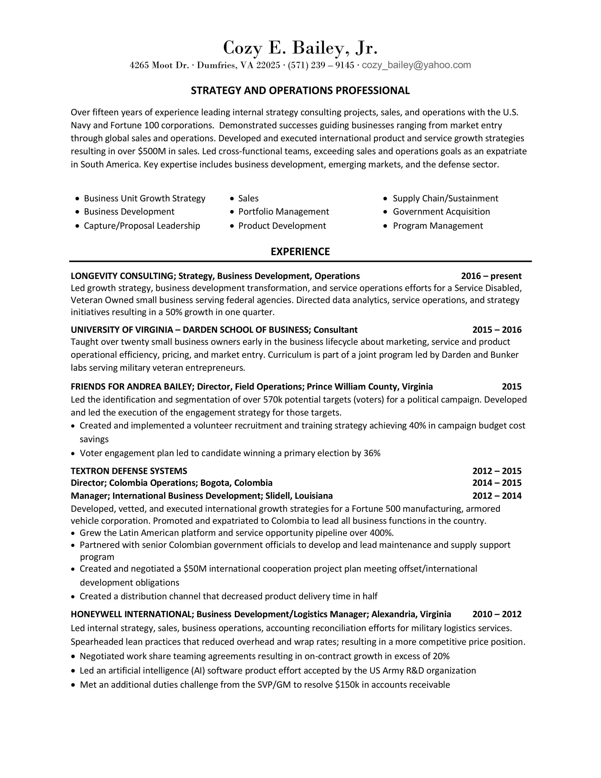 Cozy E. Bailey Jr - Resume - Oct 2016 | PDF