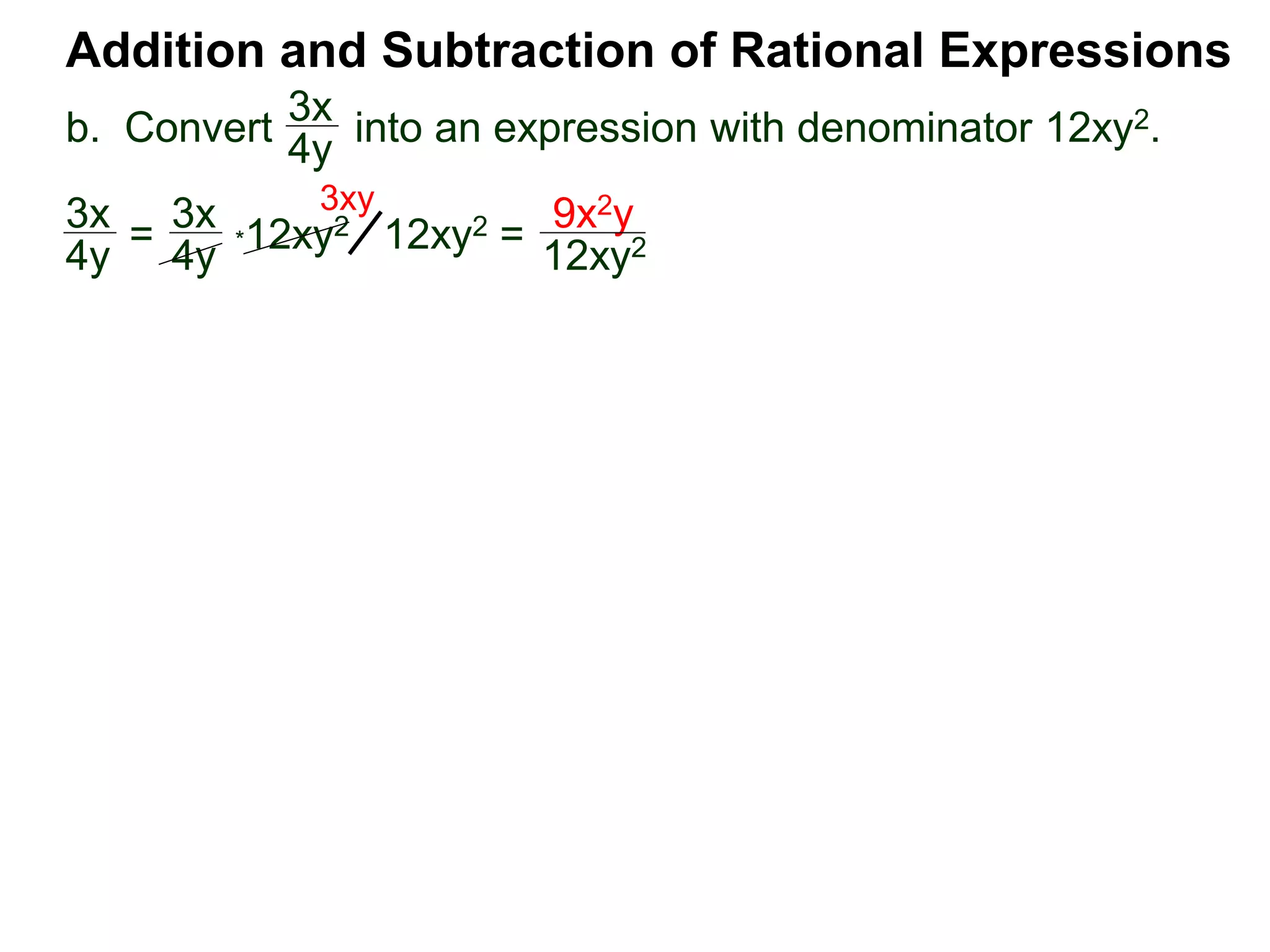55 addition and subtraction of rational expressions | PPT