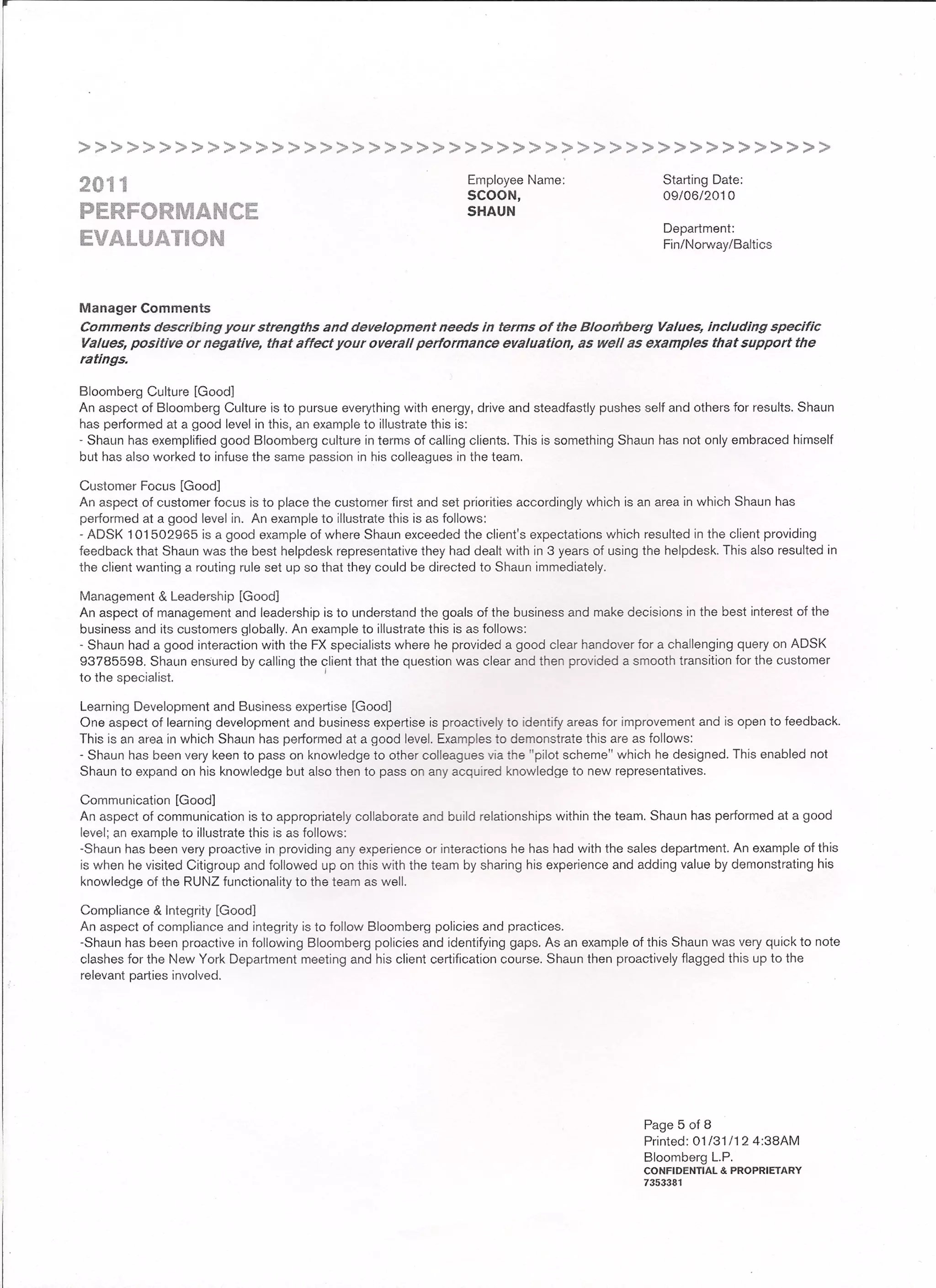 2011 Performance Evaluation | PDF
