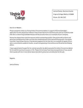 Reference Letter Chaney | PDF