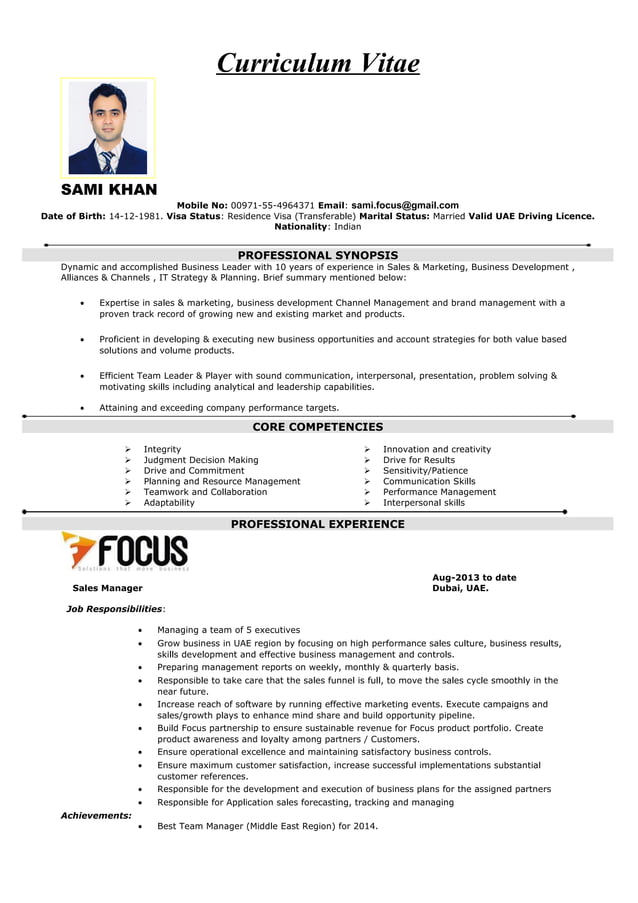 SAMI Resume | DOC | Sales | Business