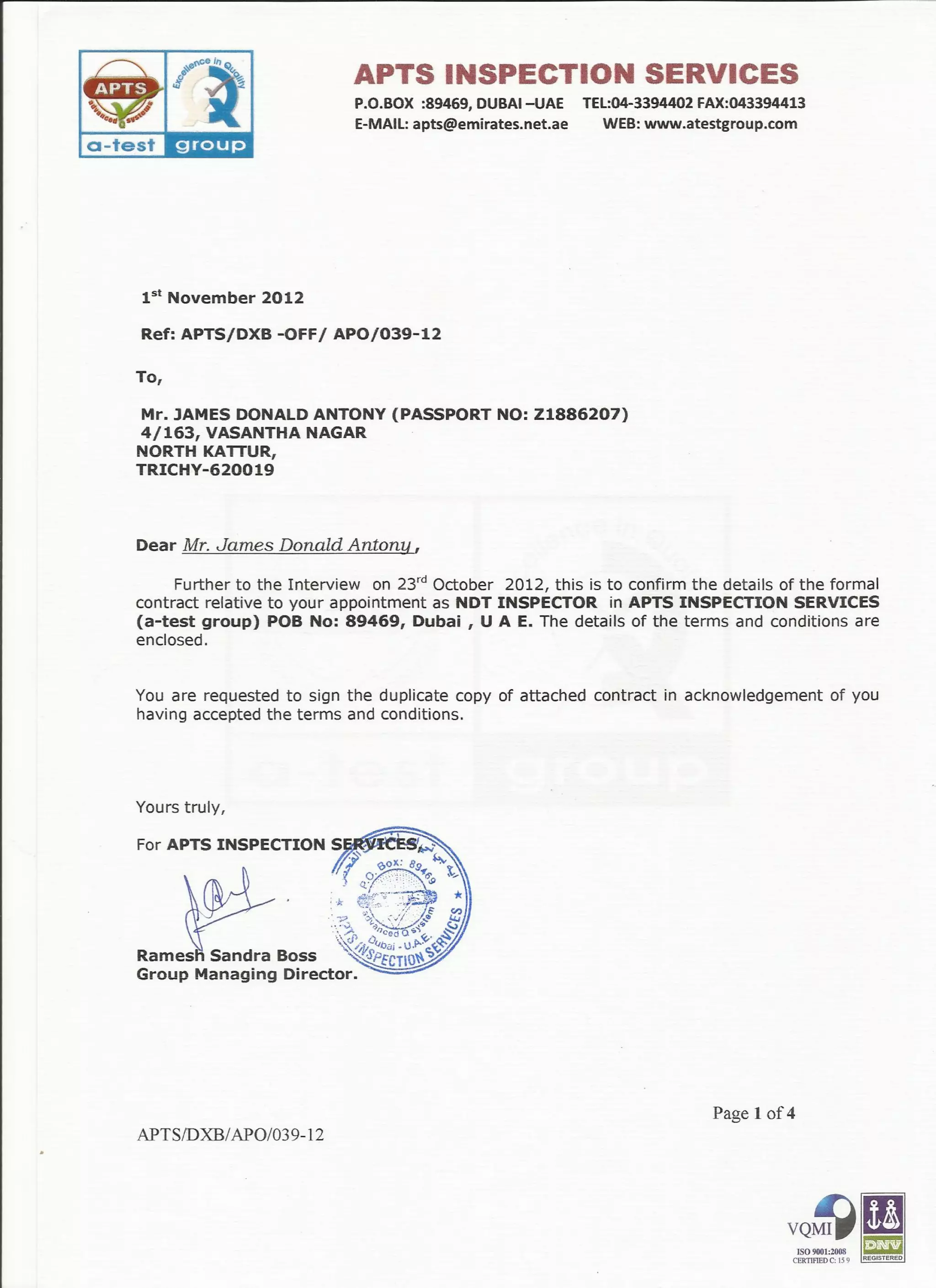 APTS OFFER LETTER | PDF
