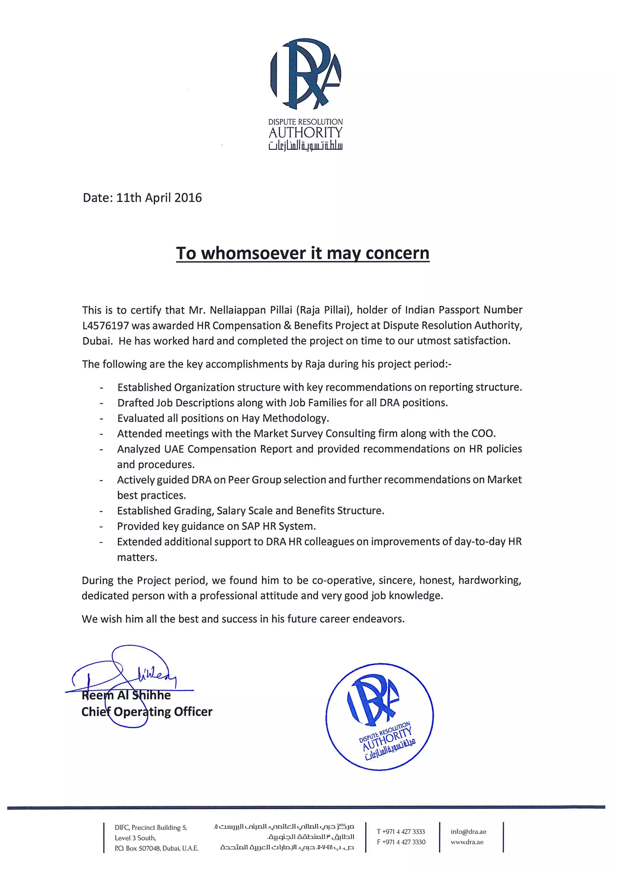 Certificate from DRA | PDF