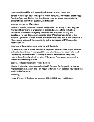 Jimmie Leon Eaton Recommendation Letter | PDF