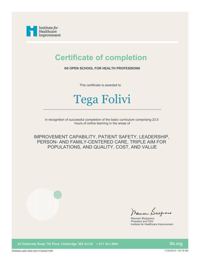 IHI Open School Basic Certificate | PDF