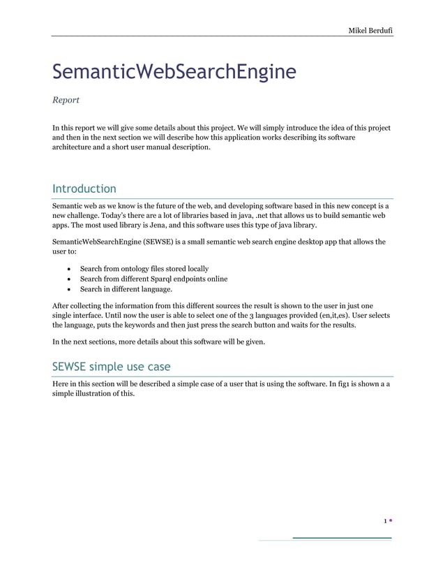 Mikel_Berdufi_SemanticWebSearchEngine_Report | PDF | Search | Internet