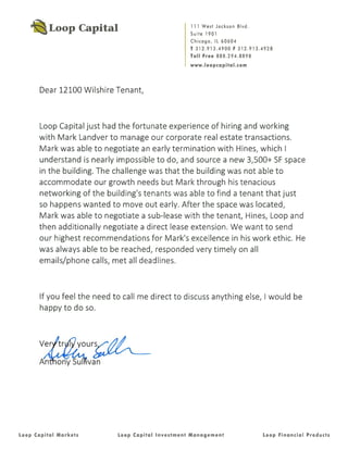 Loop Capital Letter of Recommendation | PDF