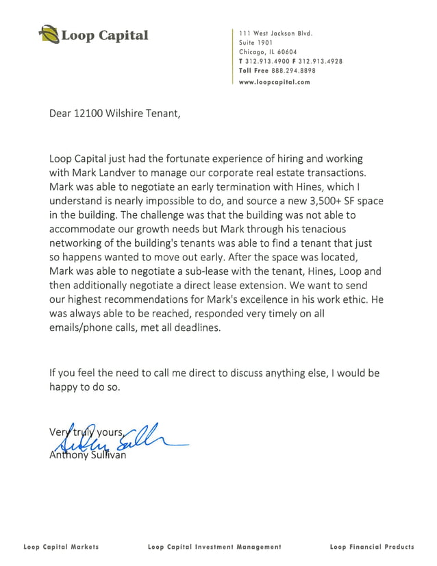 Loop Capital Letter of Recommendation | PDF