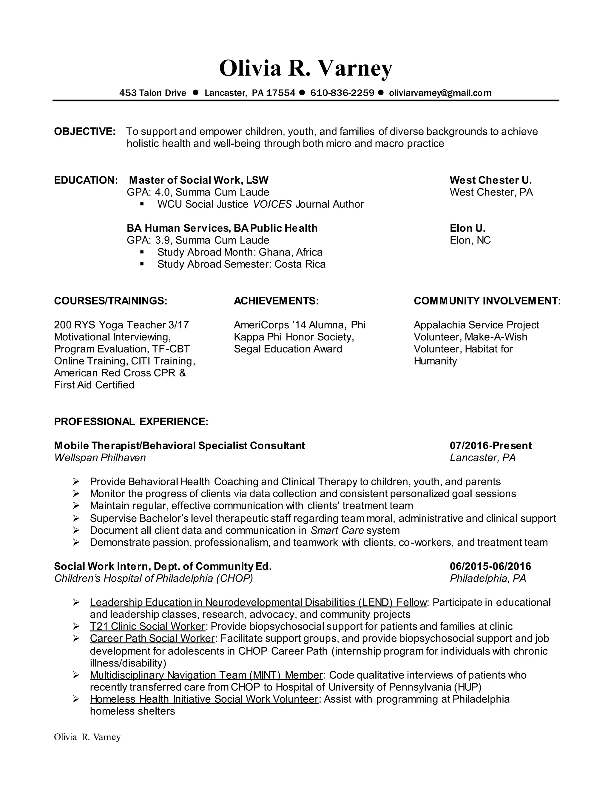 Olivia R. Varney Resume 2.7.17