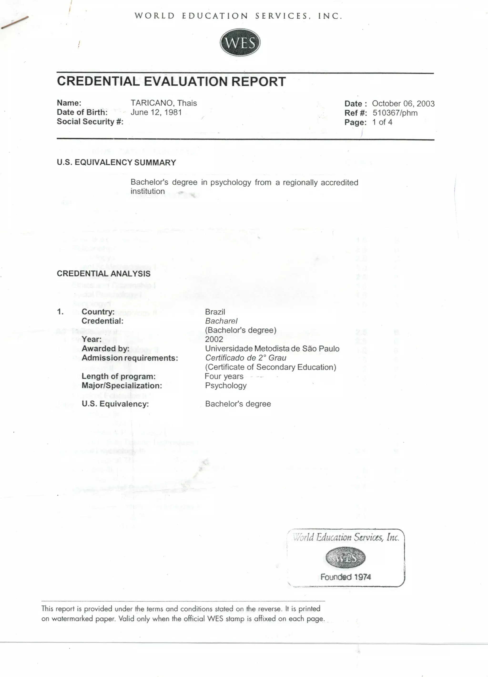 WES BACHELOR DEGREE REPORT | PDF