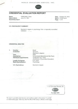 WES BACHELOR DEGREE REPORT | PDF