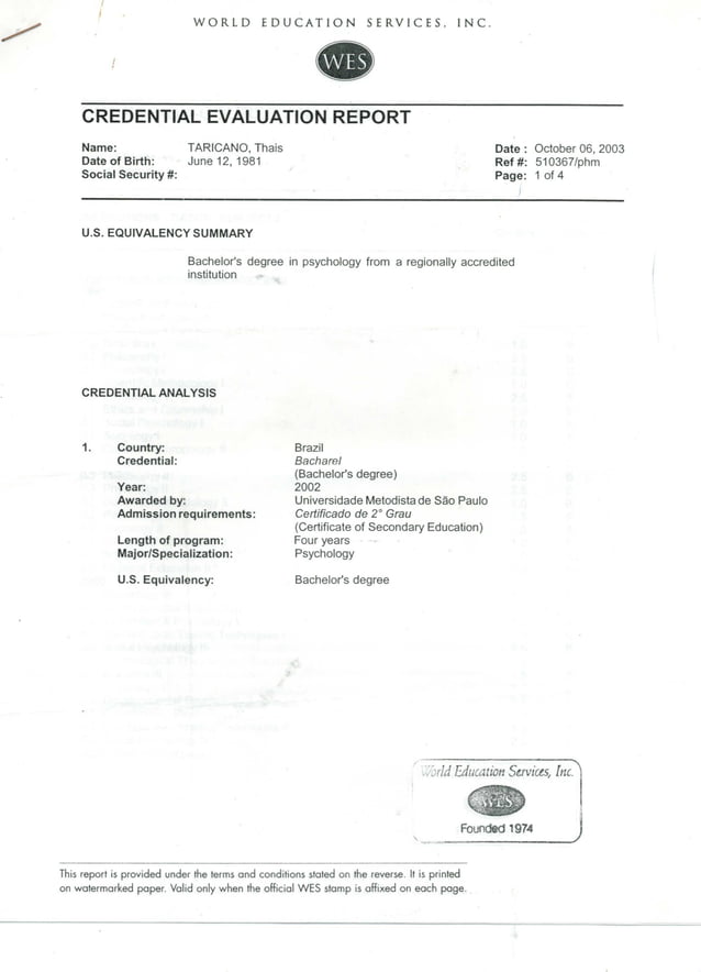 WES BACHELOR DEGREE REPORT | PDF