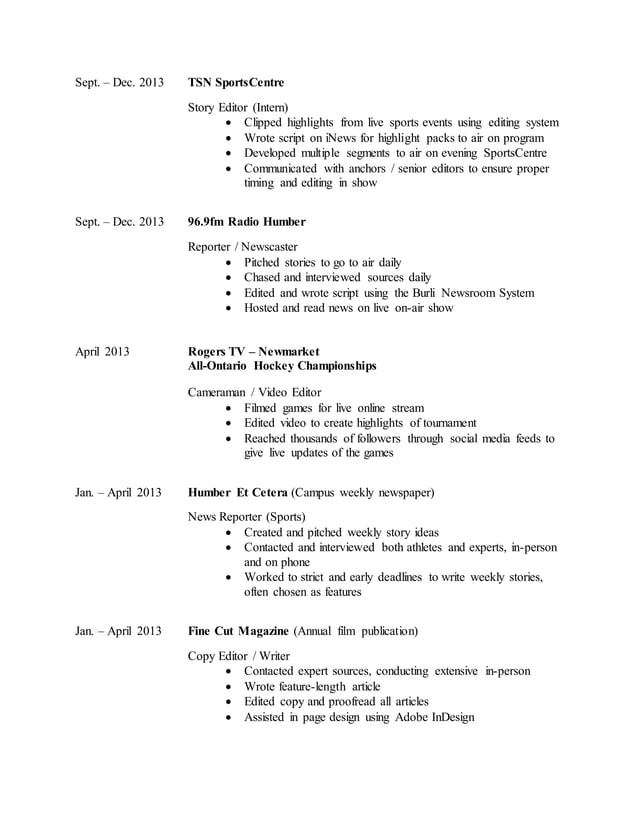 Jake Courtepatte - Resume | DOCX | Sports Radio | Genres