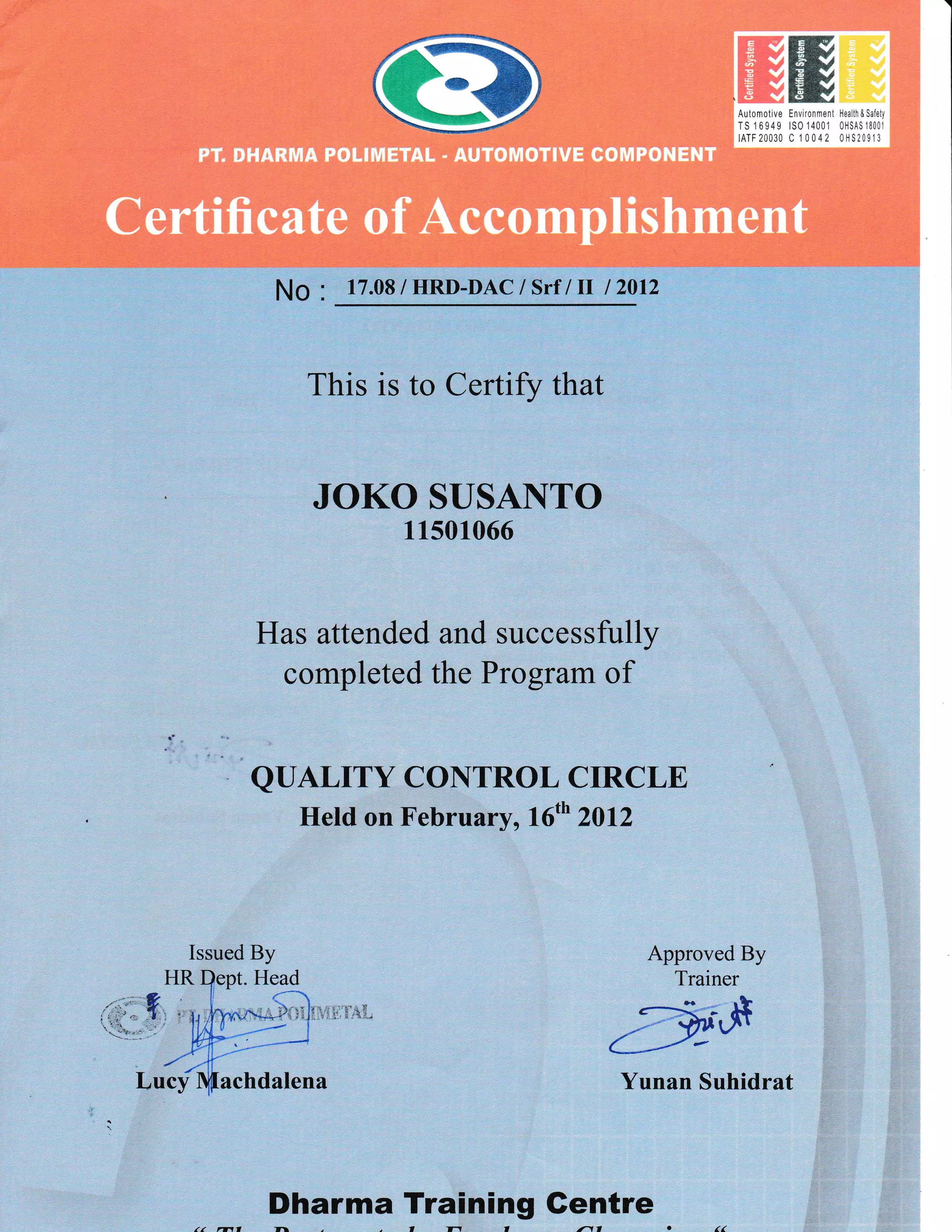 Sertifikat QCC | PDF