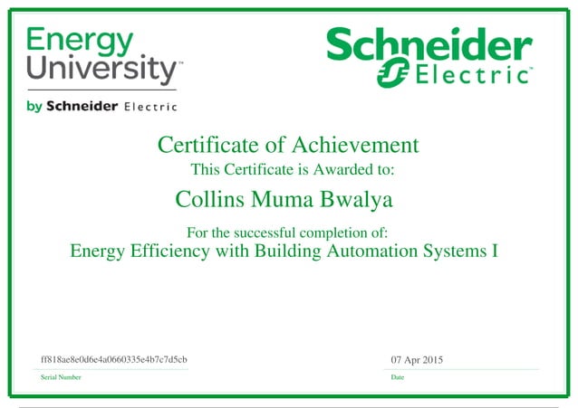 Energy Efficiency with Building Automation Systems I_Certificate | PDF