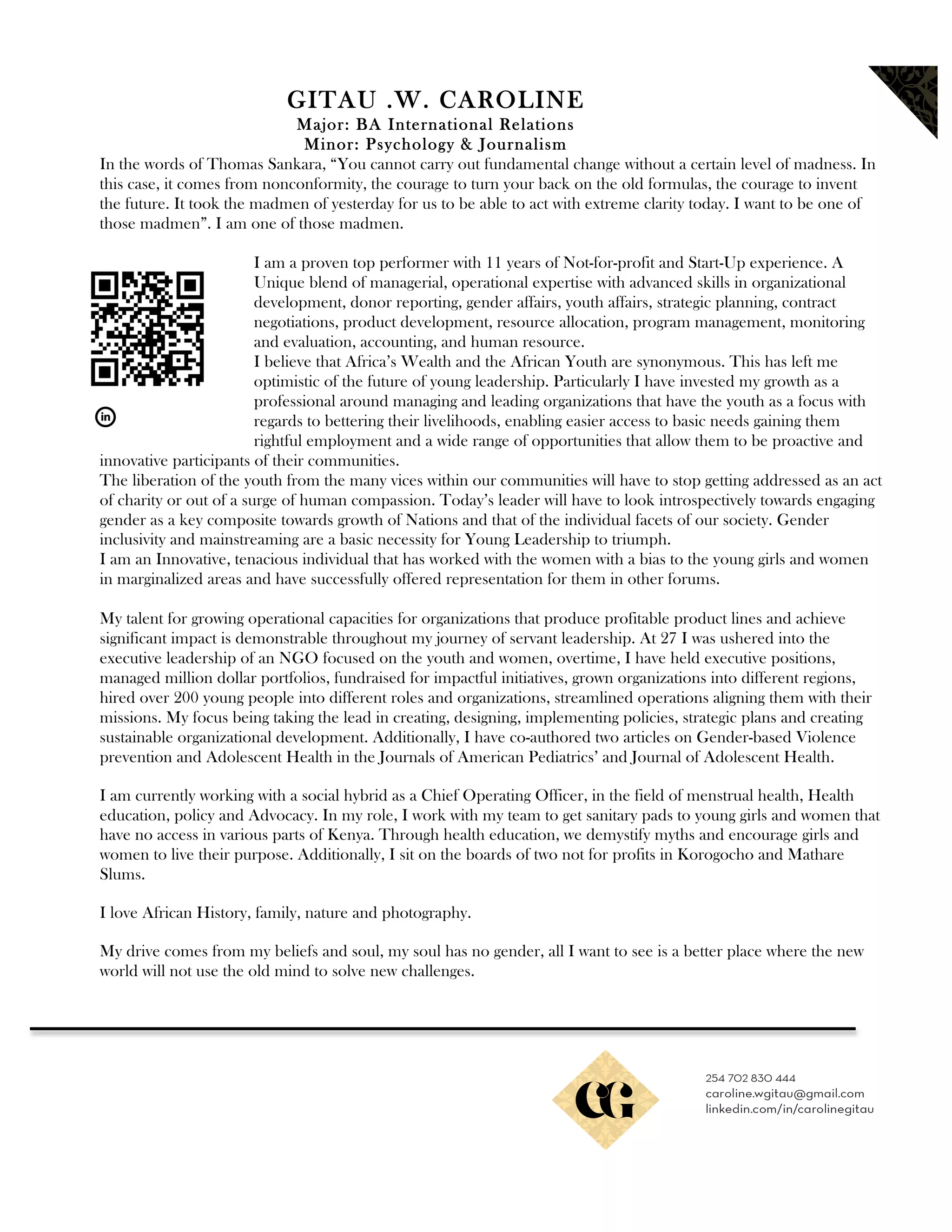 Bio_Gitau Caroline | PDF